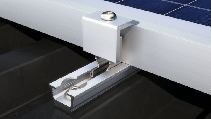 MetaSole MS+ kortskena för plåttak TP20, liggande montage